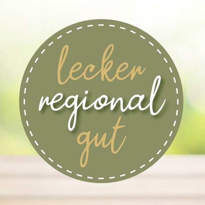 Die Papeterie Experten Rollenhaftetiketten "lecker-regional-gut"